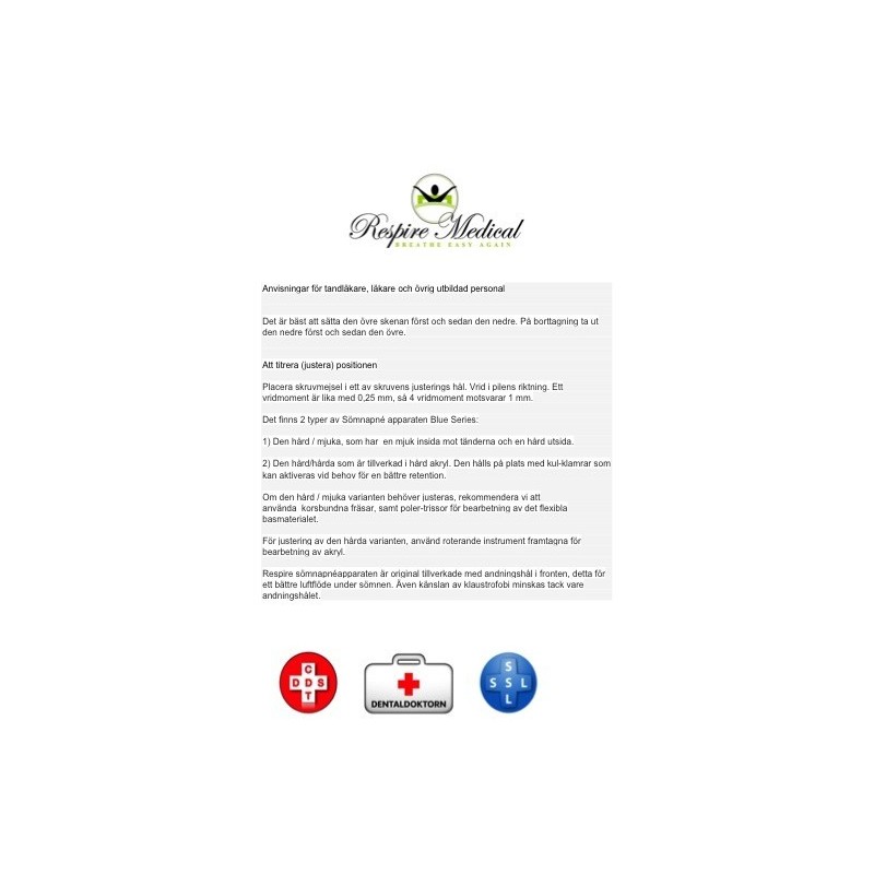 Bruksanvisningar Respire Blue Series